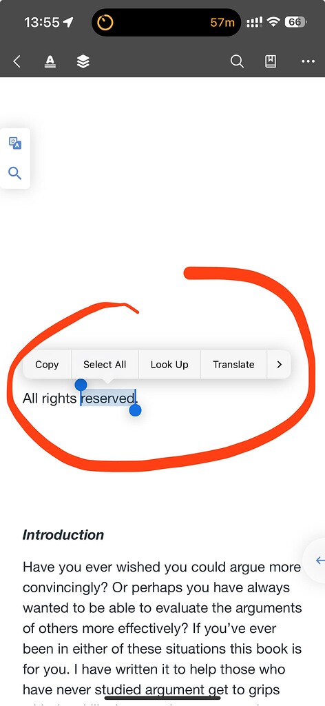Epub 在 iOS 上选词菜单的 bug？ - 答疑 - MarginNote 中文社区